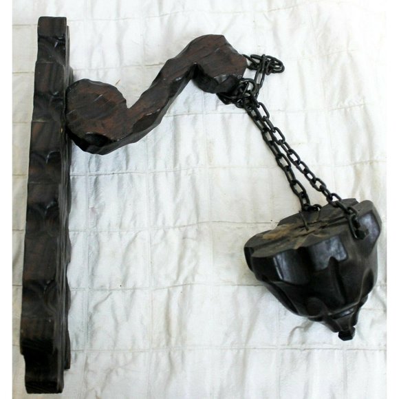 Unbranded | Wall Decor | Vtg 6s Wooden Wall Sconce Hanging Candle ...